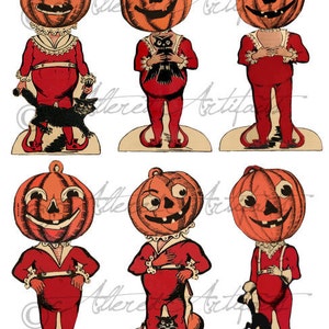 Printable Pumpkin Head Halloween Clip Art Printable Retro - Etsy