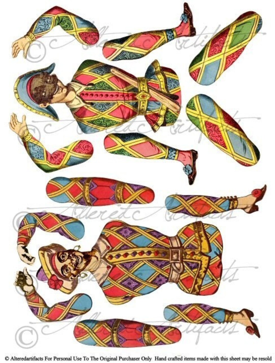 Printable Vintage Paper Puppet Antique Puppet Articulated Pirate Puppet ...