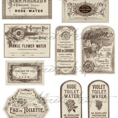 Printable Vintage French Perfume Labels Sepia Printable - Etsy