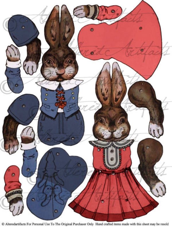 Woodland Animal Paper Dolls Puppets Patterns, Articulated Mechanical ...