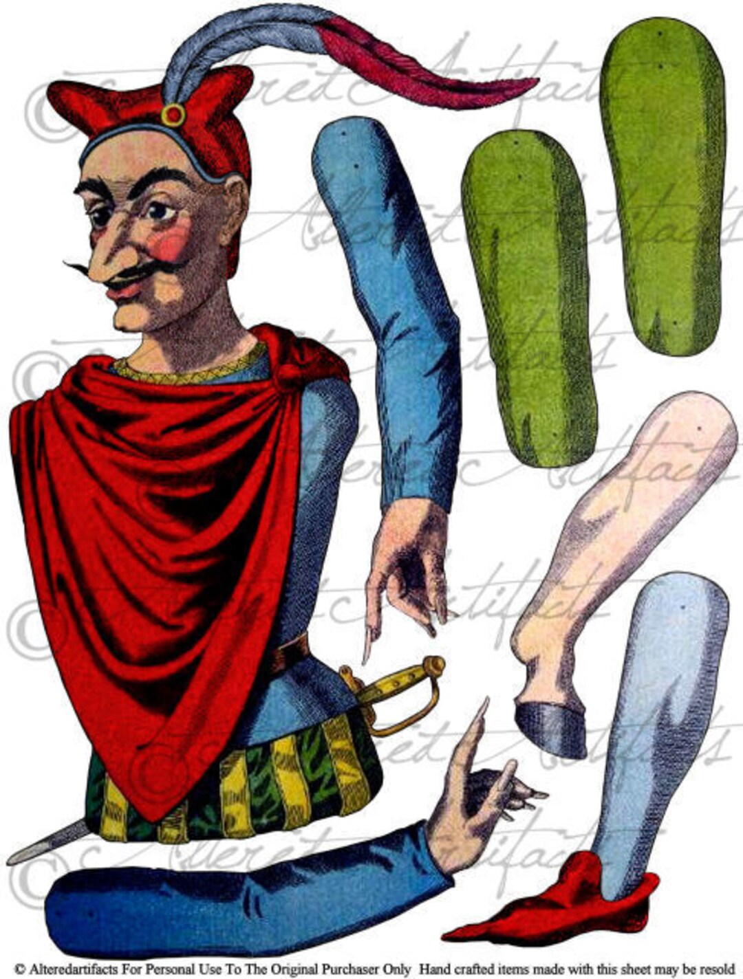 Printable Devil Puppet Printable Articulated Paper Doll Jumping Jack ...