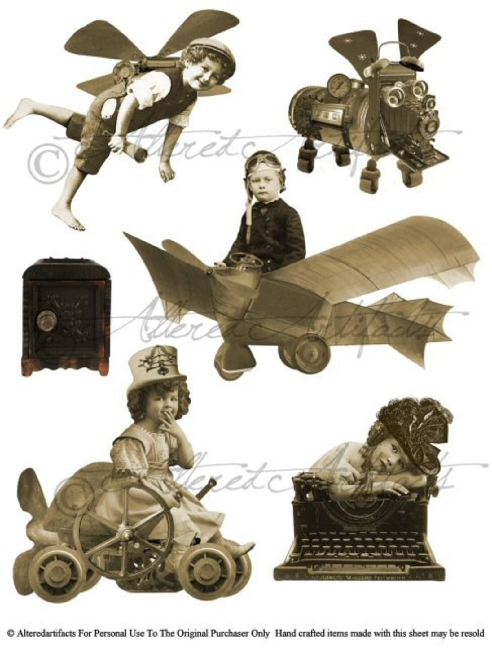 Steampunk Fairy Printable Vintage Sepia Paper Doll Kids - Etsy