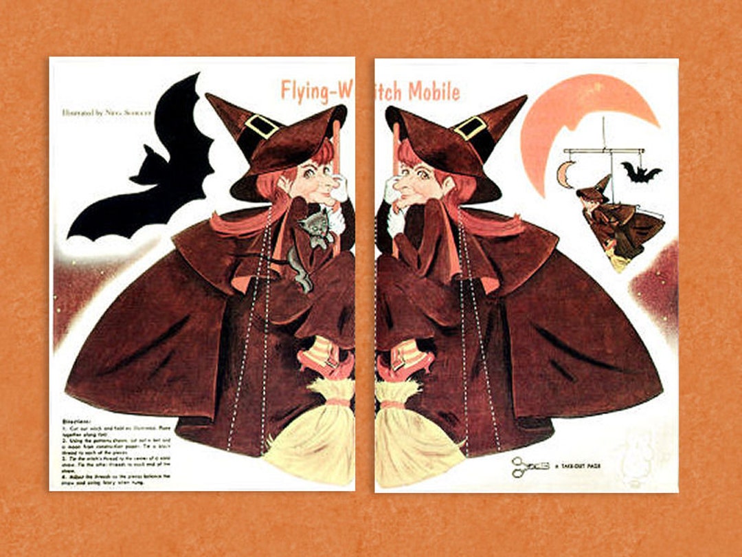 Wicked Witch Paper Doll Printable Witch Vintage Halloween Mobile Party ...