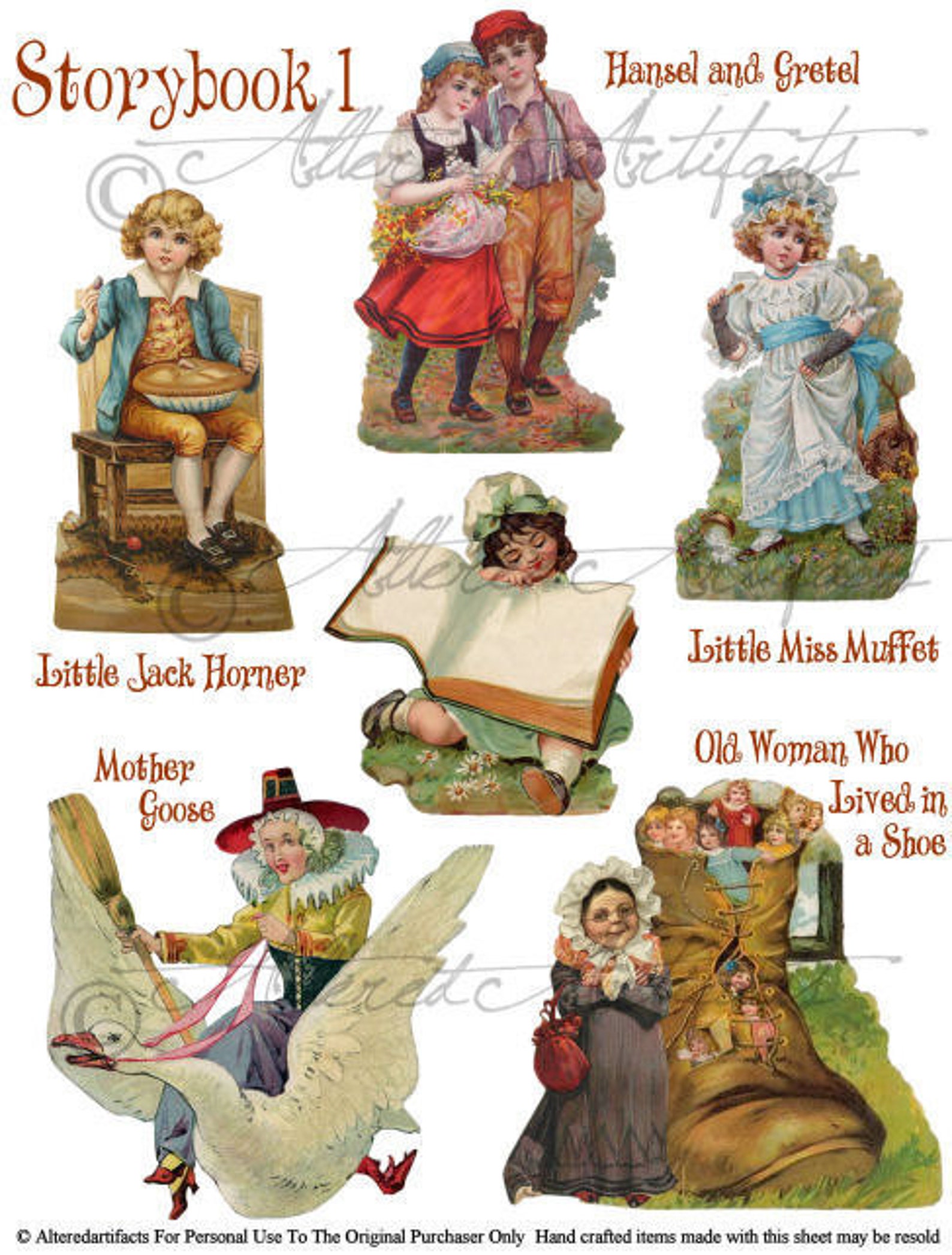 Storybook 1 Vintage Altered Art Scrap Collage Sheet Puppet - Etsy