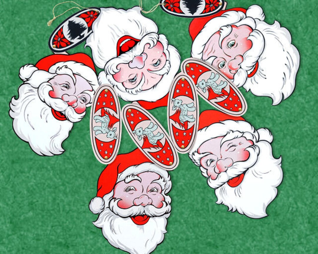 Printable Vintage Christmas Santa Garland Saint Nick Banner Retro ...