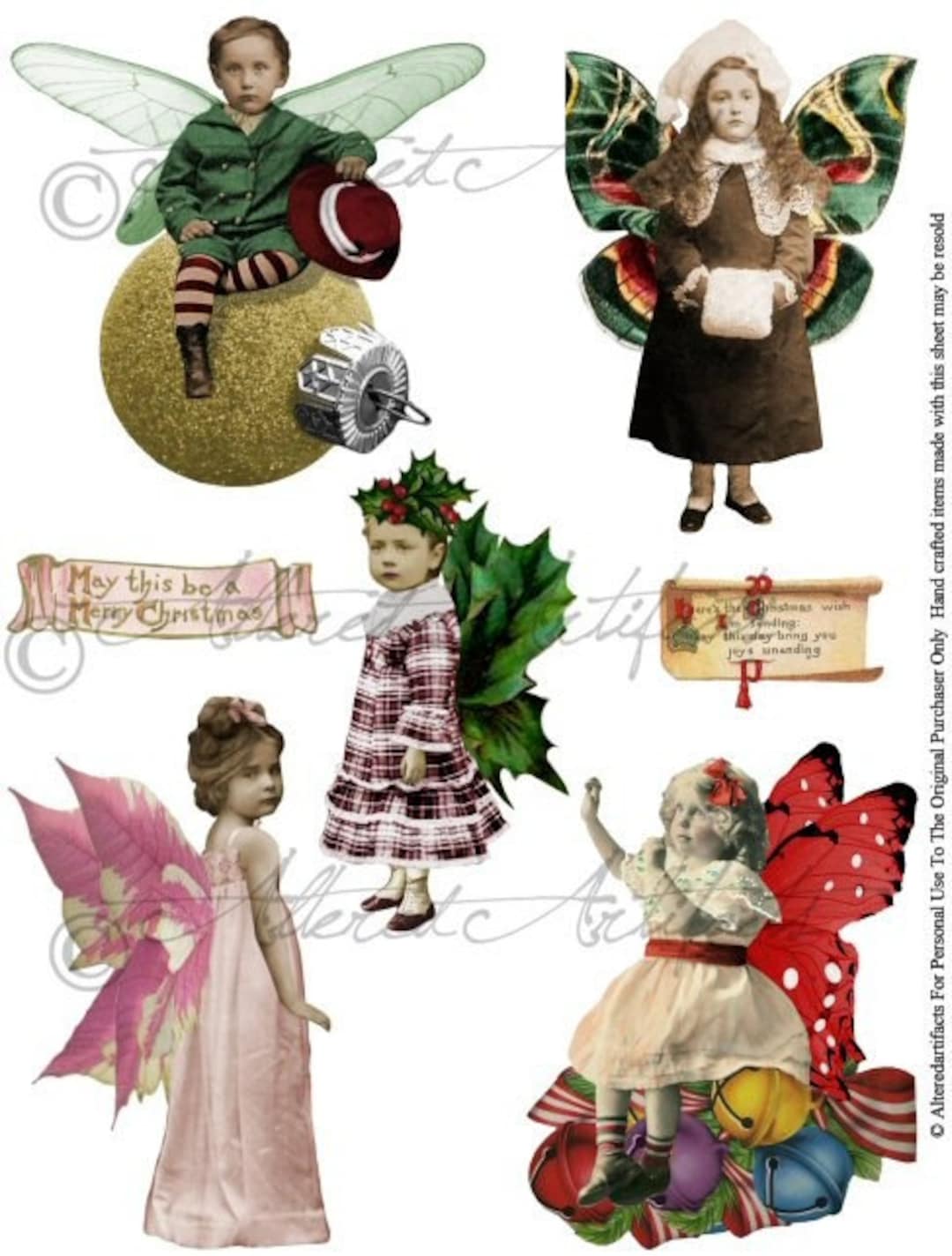 Printable Christmas Fairy Fairies Sprites Vintage Christmas Dolls ...