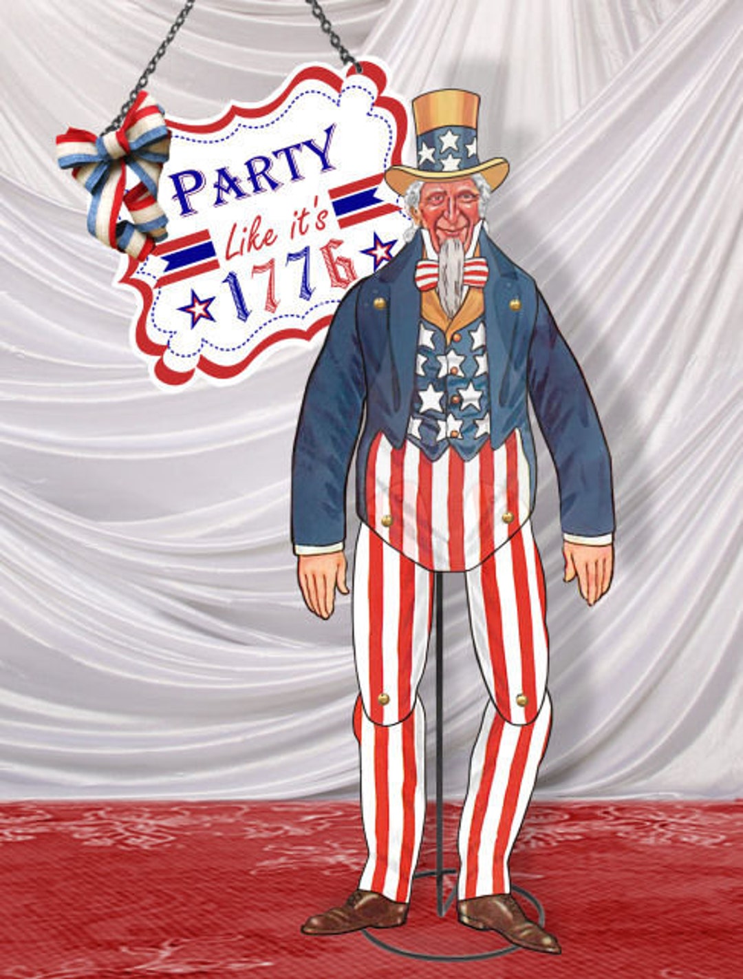 Uncle Sam Printable Vintage Paper Puppet Articulated Jumping Jack Party ...