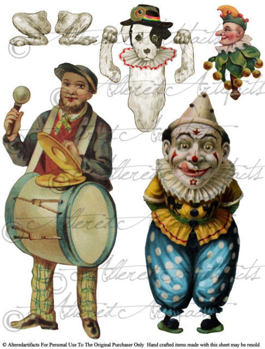 Printable Puppet Jumping Jack Cast 4 Punch & Judy Paper Theater Vintage ...