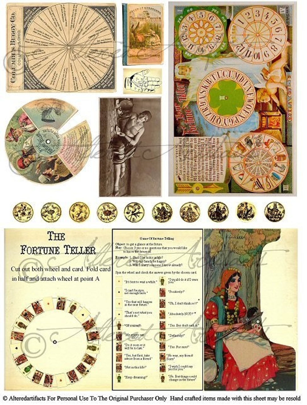 Printable Fortune Teller Game Vintage Halloween Fortune Telling Game ...