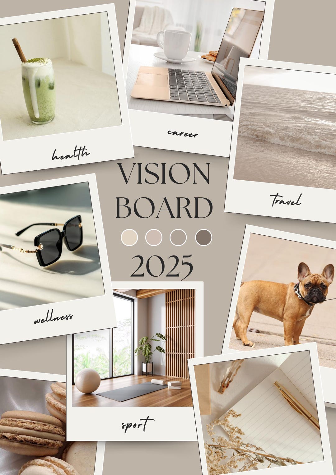 Digital Vision Board Beige, Poster, Background Image, Digital Poster ...