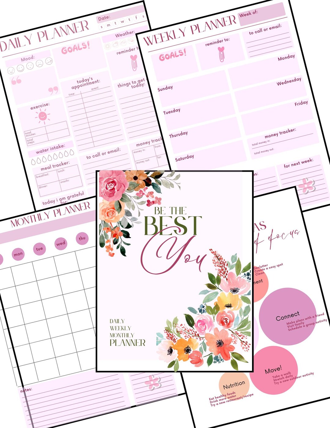 Planner for an Organized & Happy Life Daily Weekly Monthly Planner ...