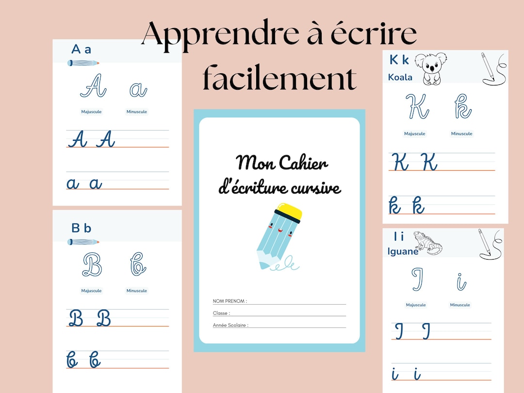 Cahier d'Écriture Cursive en Français – Apprentissage Ludique ...