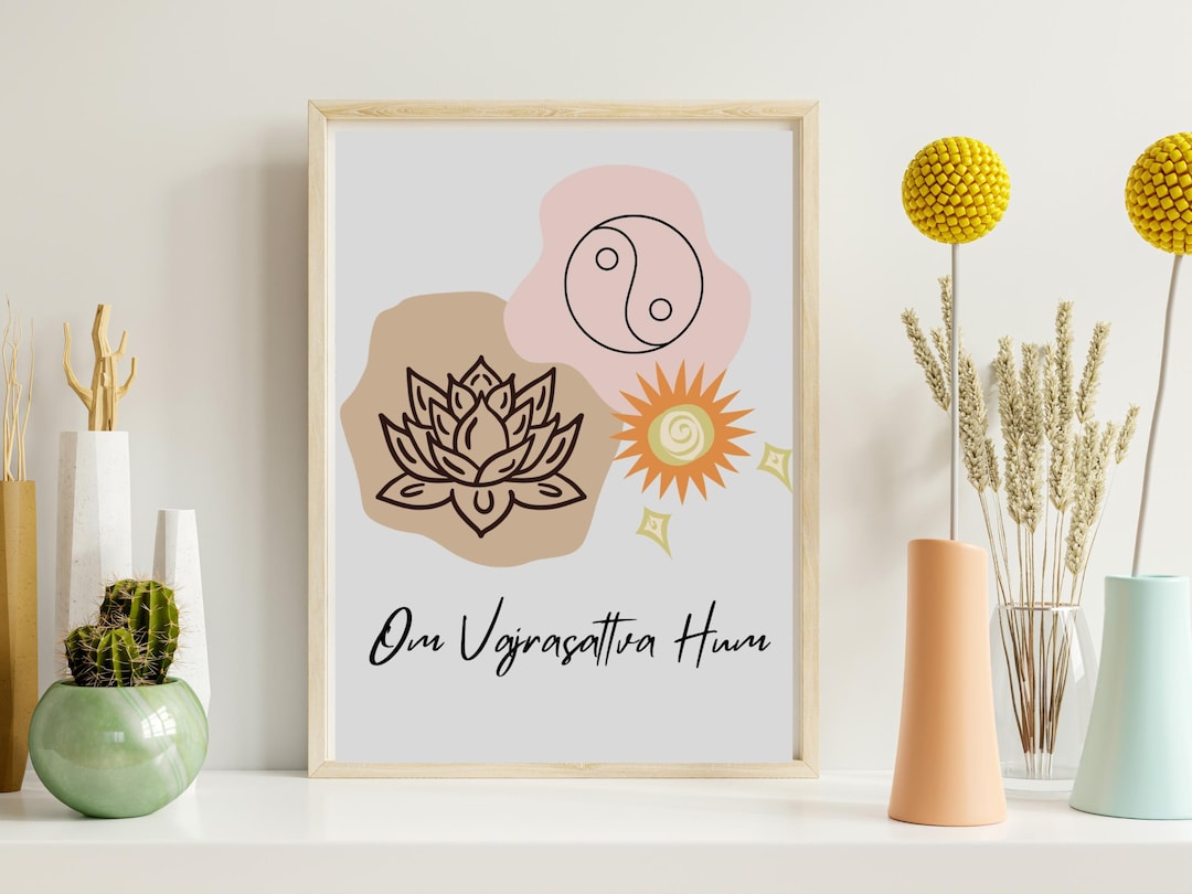Tibetan Mantra Poster "om Vajrasattva Hum" - Pdf to Download and Print ...
