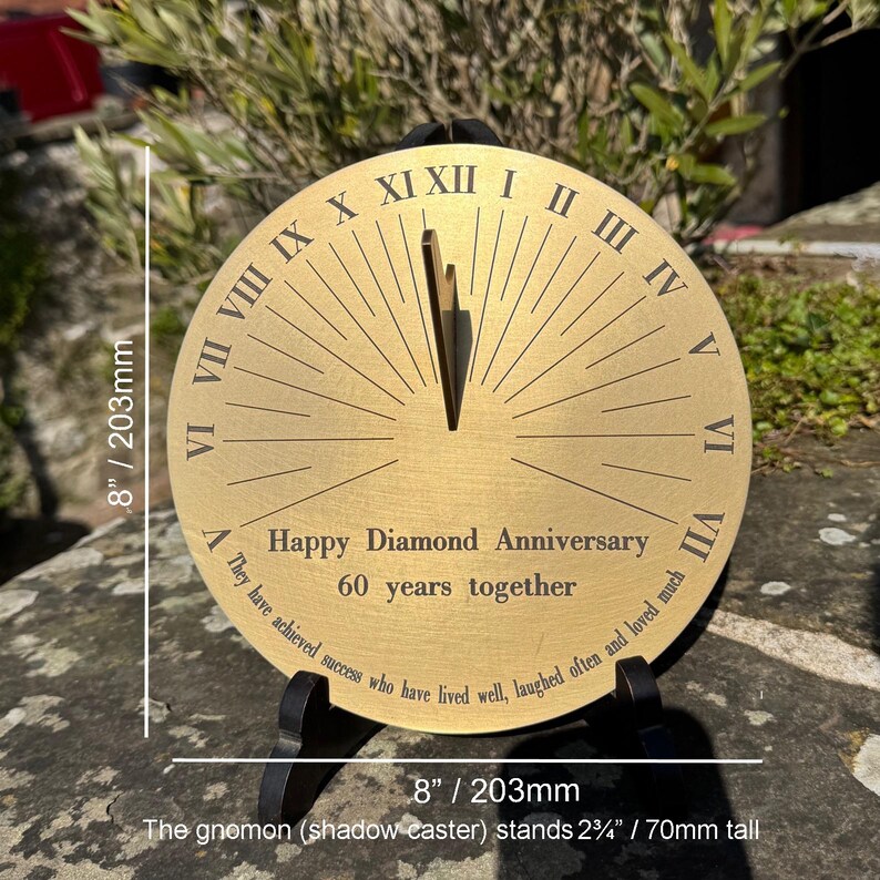 60th Anniversary Brass Sundial, Diamond Wedding Gift - Etsy