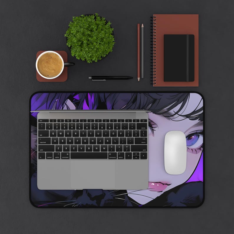 Anime Girl Cat Deskmat | Cute Kawaii Neko Gaming Mousepad | Aesthetic ...