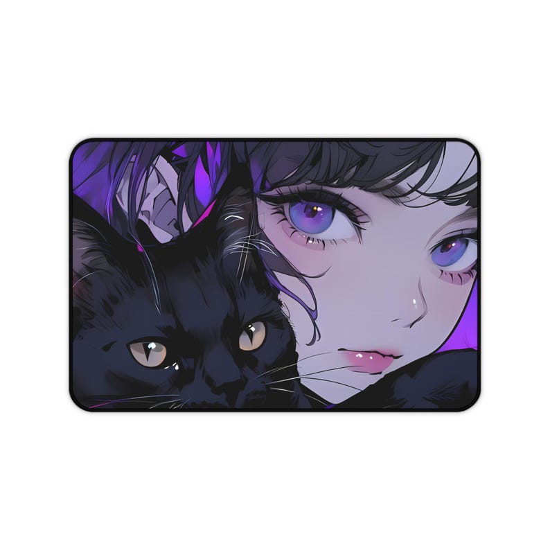 Anime Girl Cat Deskmat | Cute Kawaii Neko Gaming Mousepad | Aesthetic ...