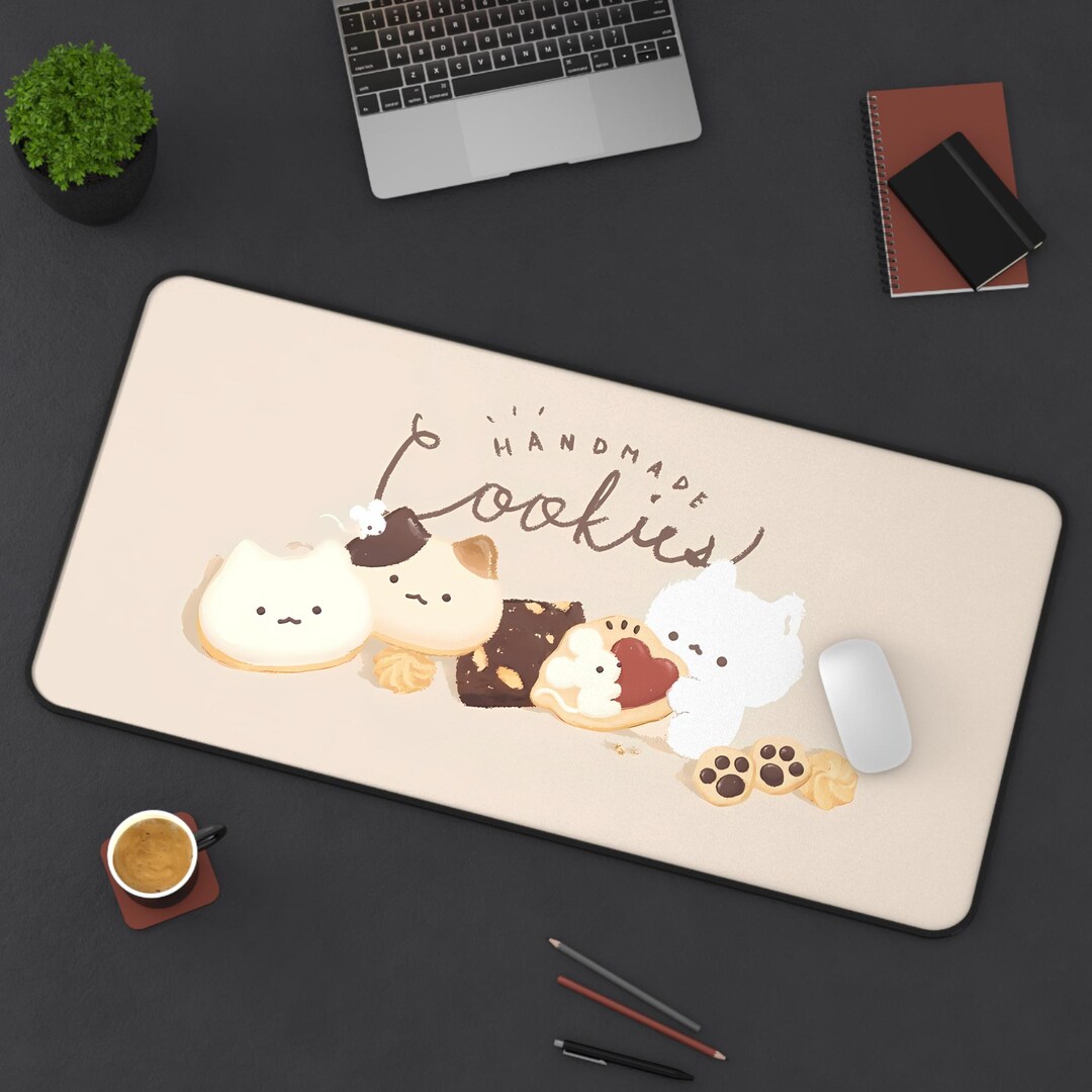 Cute Pastel Cookies Deskmat - Kawaii Gaming Mousepad, Aesthetic PC Mat ...