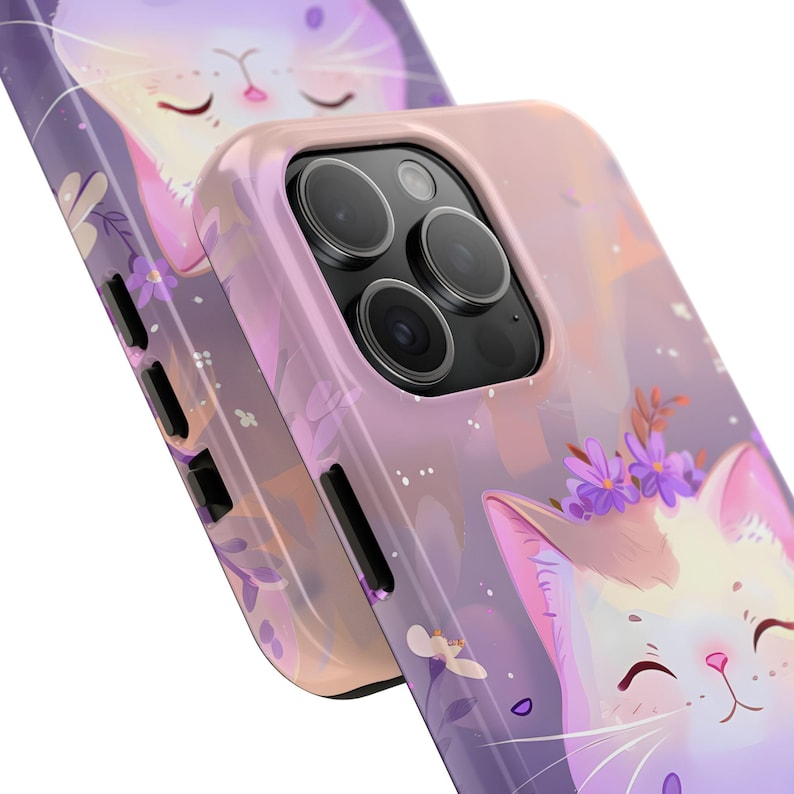 Cute Cat iPhone Case - Kawaii Cat Phone Cover, Cartoon Cat Case ...