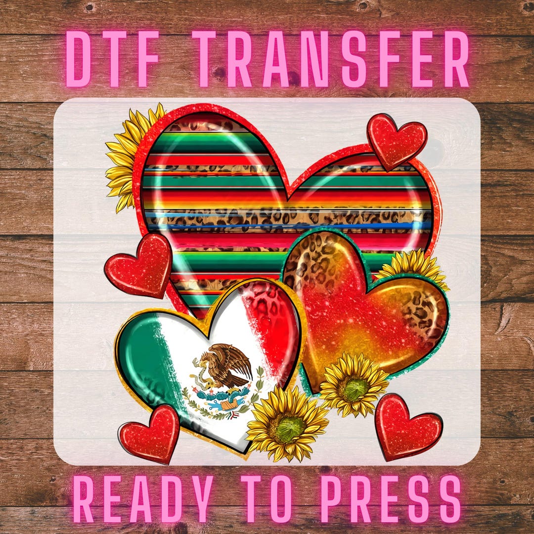 My Heart Mexico Flag DTF, Cinco De Mayo DTF Transfer, Let's Fiesta, Mexican Party Iron-on Decal ...