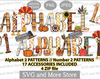 Thanksgiving Alphabet Letters PNG - Etsy