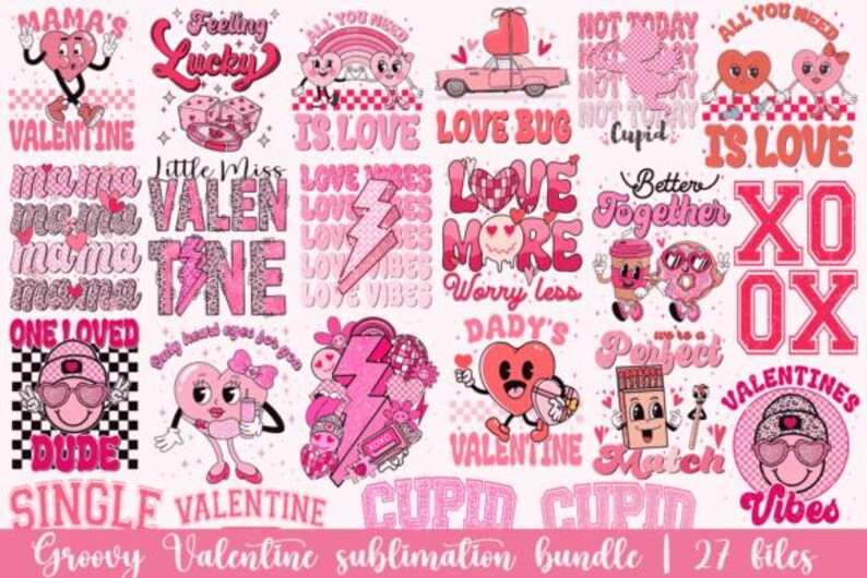 Groovy Valentine's Day Png Bundle 26 - Etsy