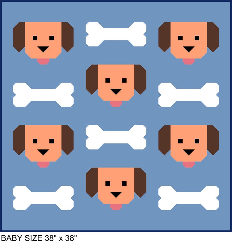 Easy Patchwork Dog Quilt Pattern: Baxter and Bones (PDF Pattern, 3 Sizes) - Etsy