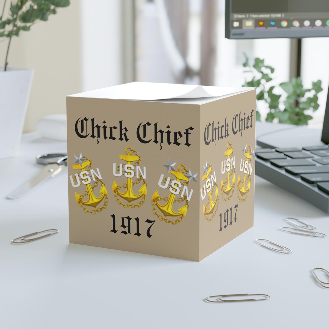 Year of the Chick Chief CPO Pride Note Cube, Khaki | Office Desk ...