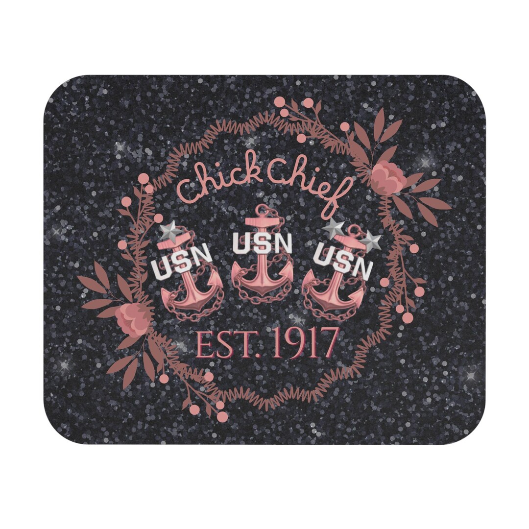 Glitter Rose Gold Chick Chief CPO Mousepad | Home Office Decor - Etsy
