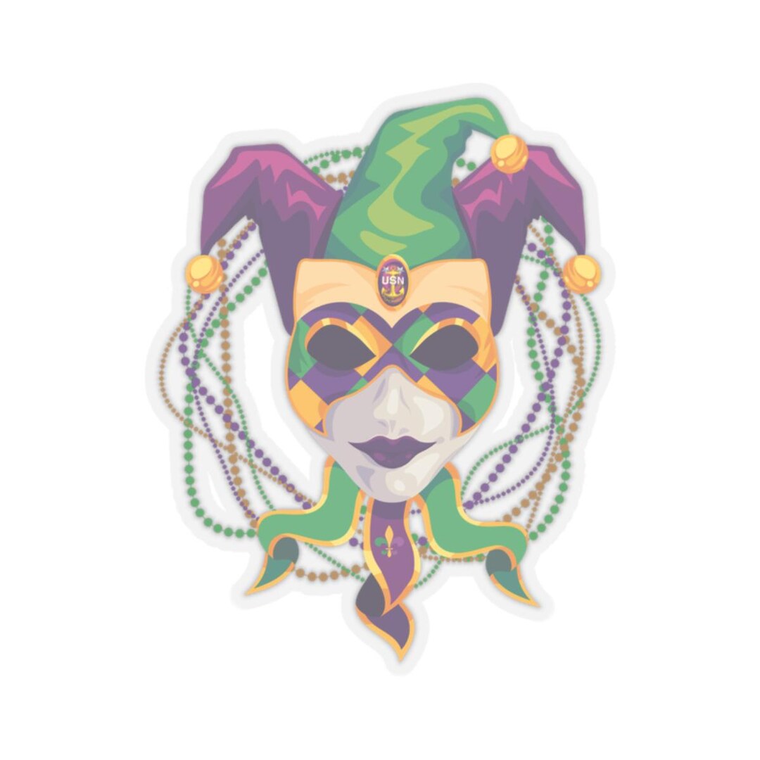 Mardi Gras Jester MCPO Kiss-cut Sticker | Planner Sticker ...