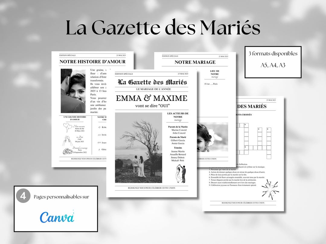 Customizable Wedding Gazette Template - Etsy
