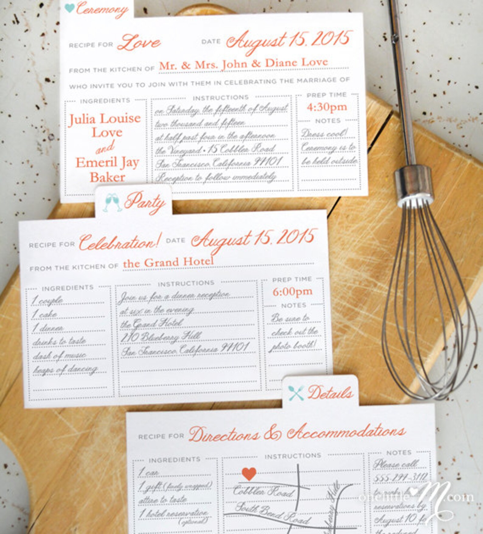 Recipe for Love Invitation Suite SAMPLE ONLY price is Not - Etsy