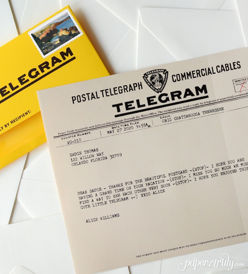 Send A Telegram Greeting Card Ships Directly to Your - Etsy UK