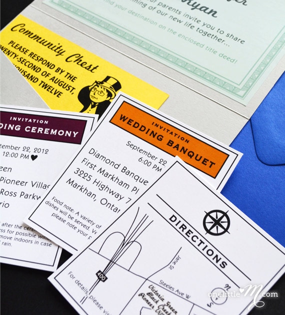 Monopoly Board Game Themed Invitation Wedding Mitzvah Any - Etsy UK