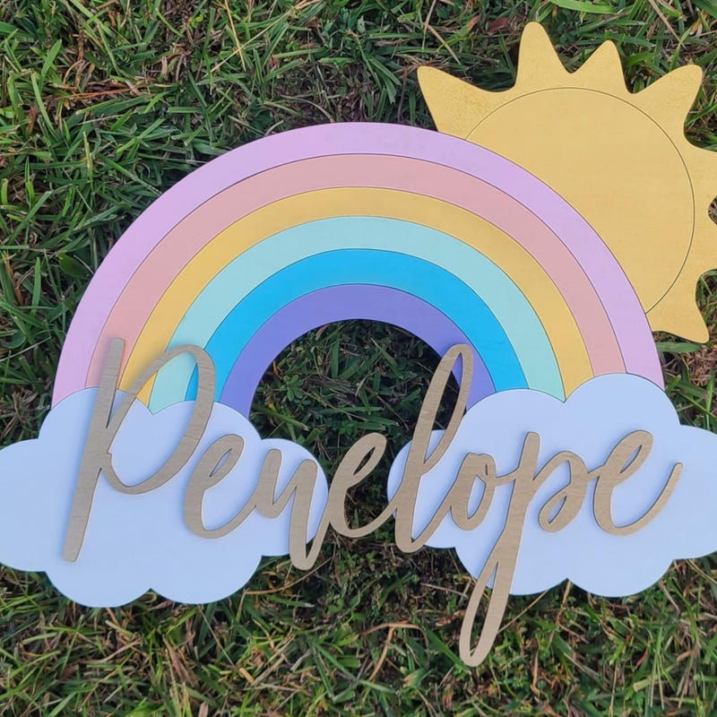 Rainbow Name Sign - Etsy