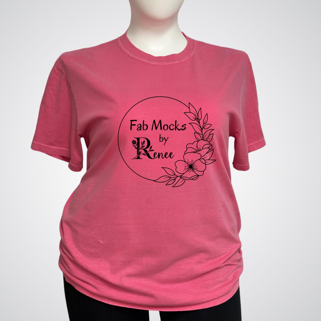 Comfort Colors 1717 Crunchberry Mockup, CC1717 Oversized Tee Horizonal ...