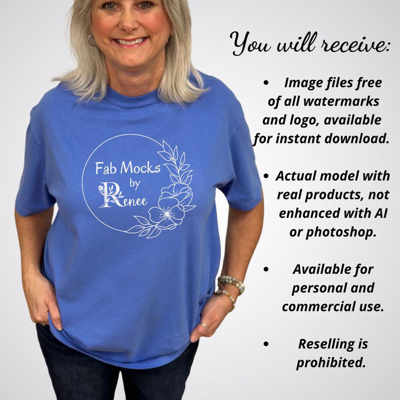 Comfort Colors 1717 Mystic Blue Mockup, CC1717 Oversized Tee Horizonal ...