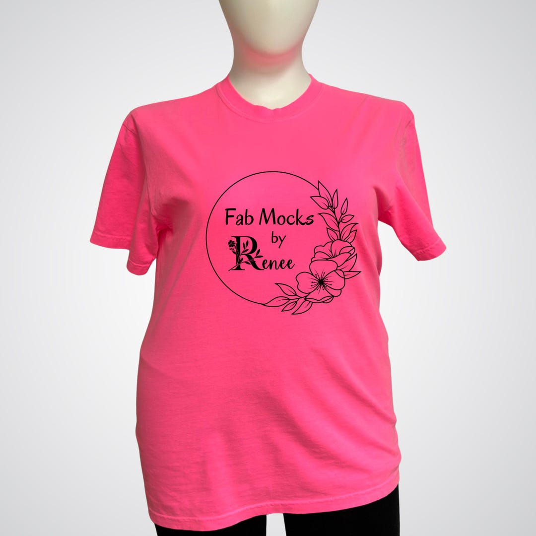 Comfort Colors 1717 Neon Pink Mockup, CC1717 Oversized Tee Horizonal ...