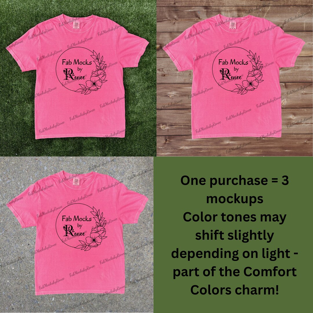 Comfort Colors 1717 Crunchberry T-shirt Flat Lay Mockup | Neutral ...