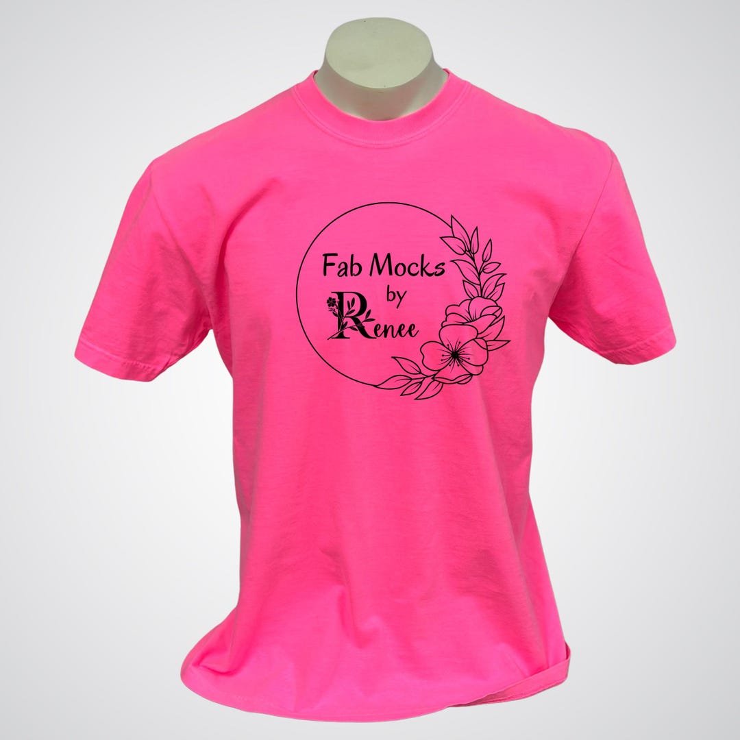 Comfort Colors 1717 Neon Pink Mockup, CC1717 Oversized Tee Horizonal ...