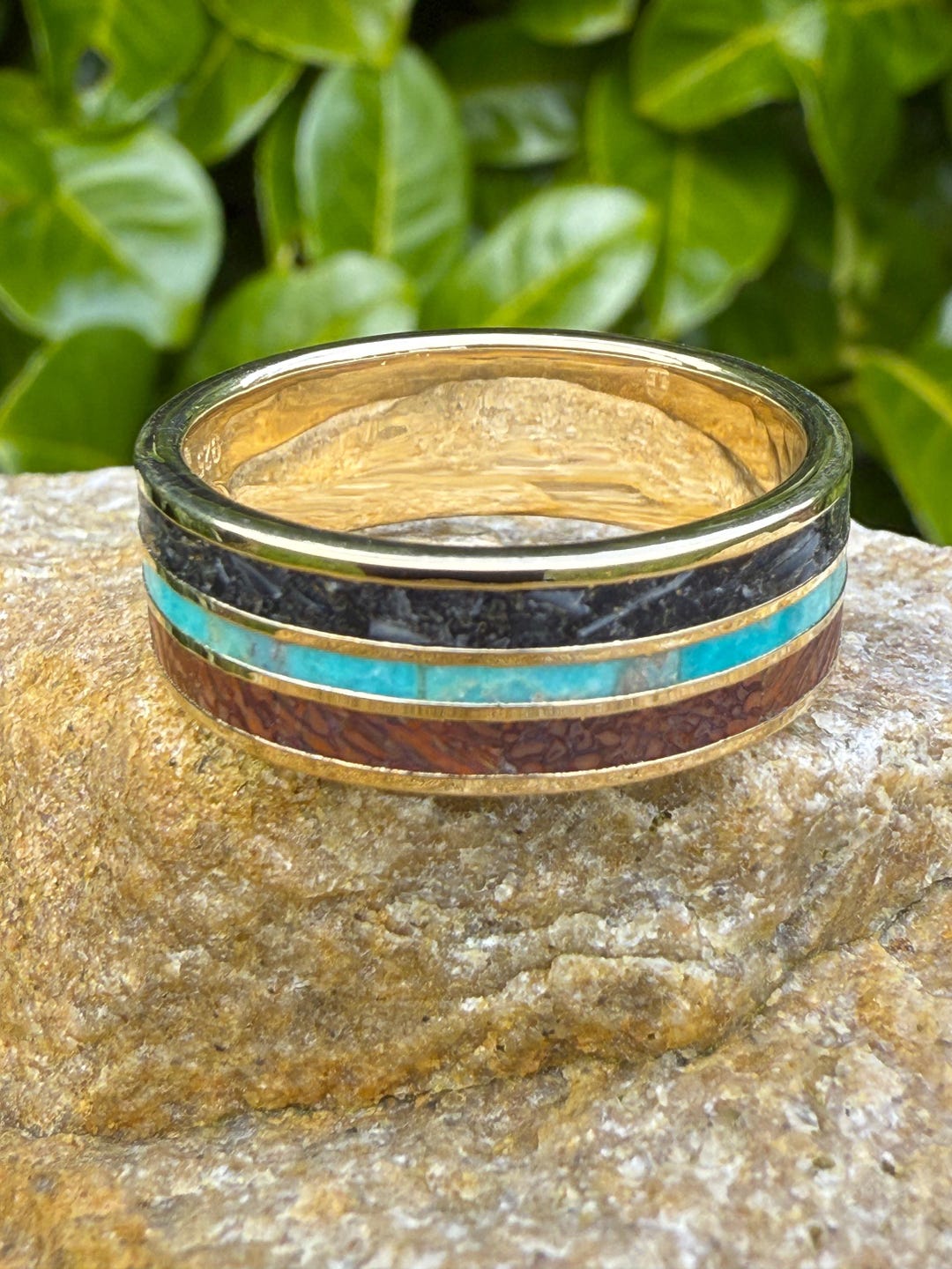 14k Gold FOSSIL RING: Brontosaurus Dinosaur Bone, Megalodon Tooth ...