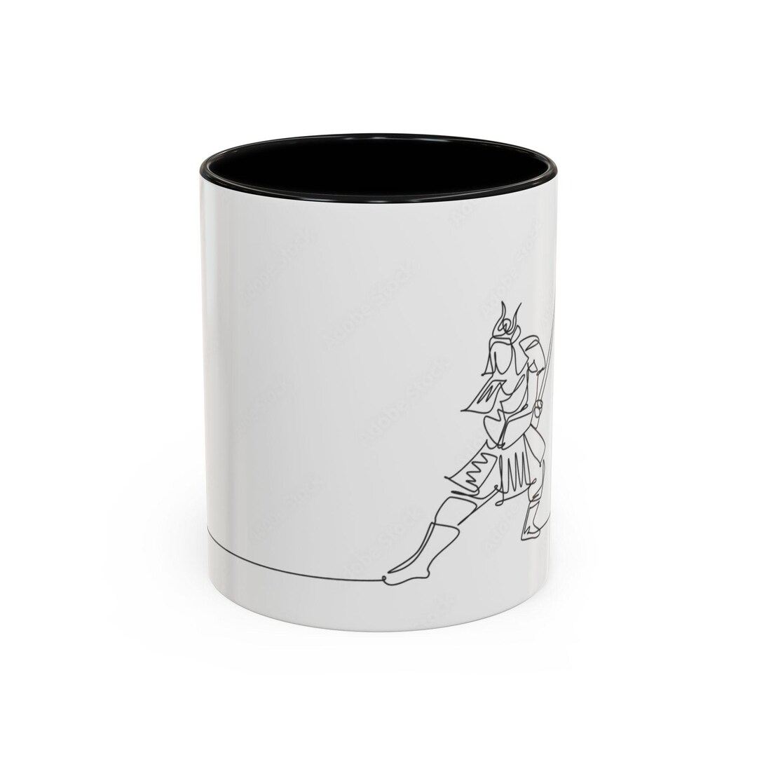 Samurai Inspired Accent Coffee Mug, Unique Black Handle Mug, Nerdy Gift ...