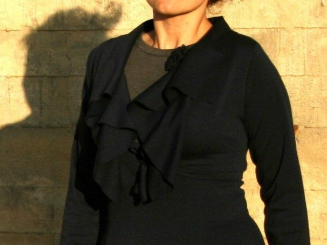 Black Jacket Short Jacket Ruffled Shrug Long Sleeve Bolero - Etsy