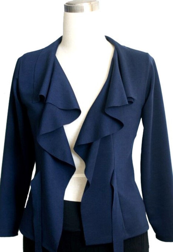 Items similar to Womens clothing. Jersey jacket. Ruffled jacket. Long ...