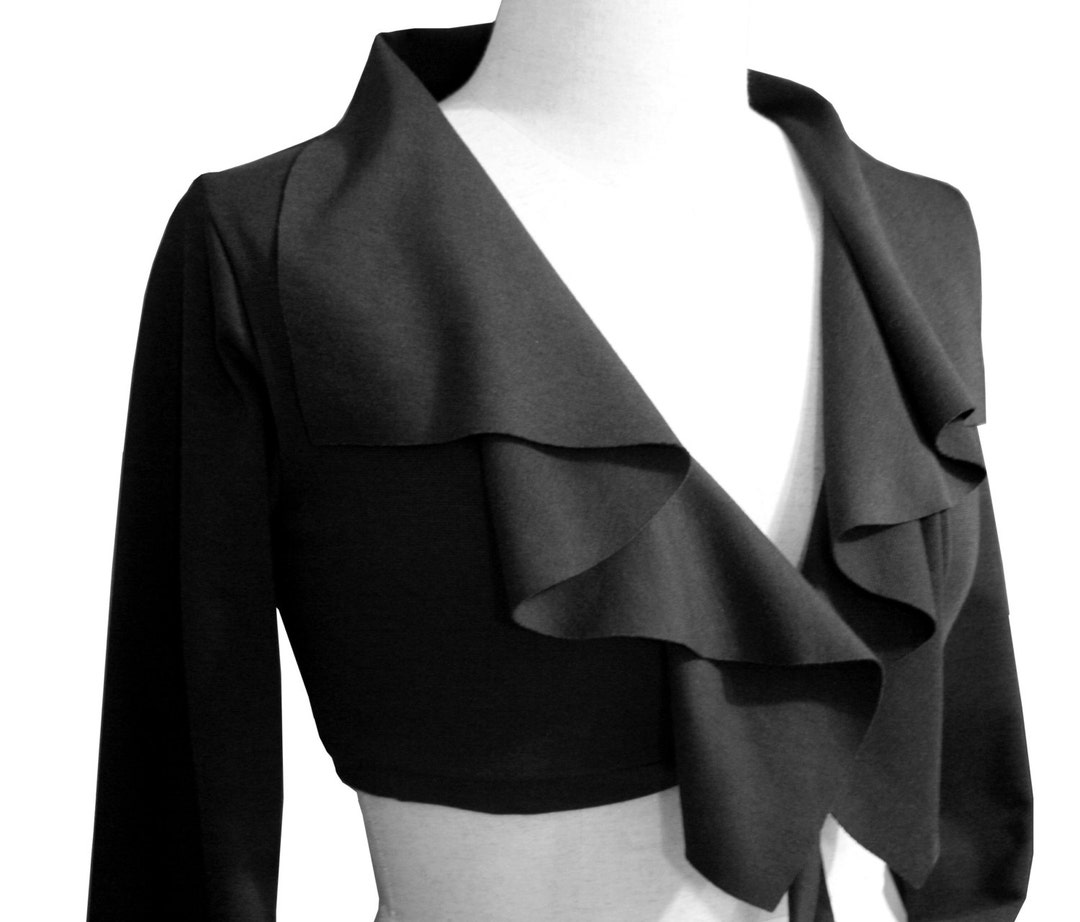 Black Jacket Short Jacket Ruffled Shrug Long Sleeve Bolero - Etsy