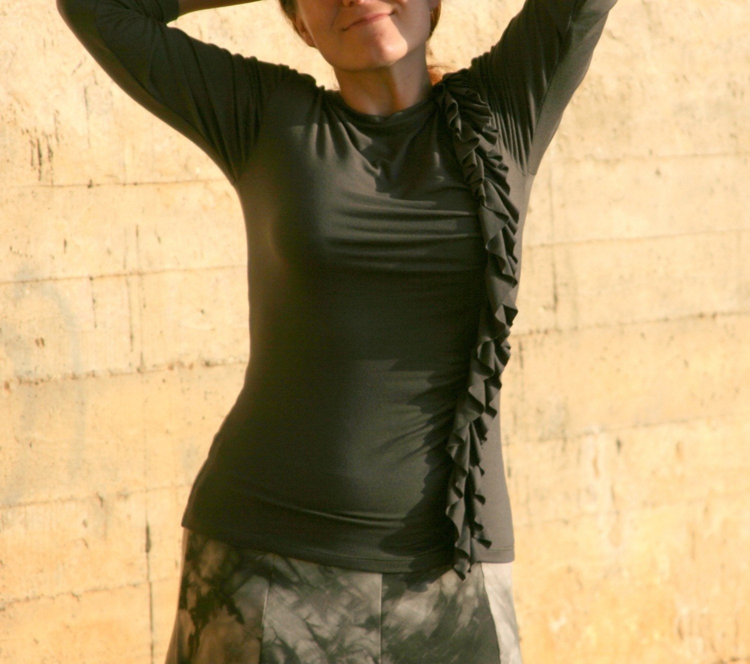 Ruffled Top With Long or Short Sleeves Custom Top Shirred Womens Top ...