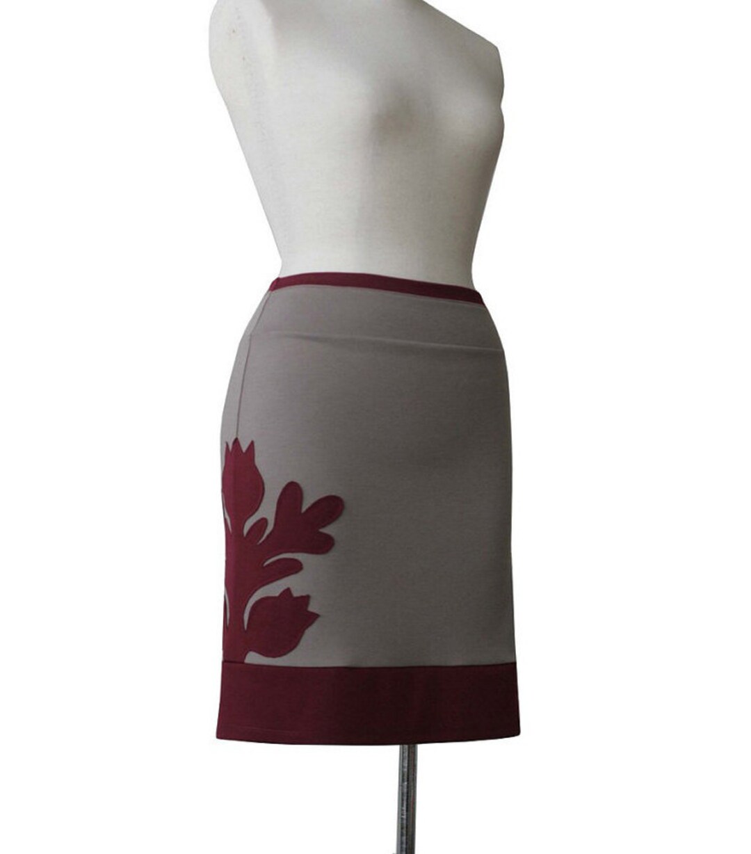 Pencil Skirt With Applique, Custom Jersey Skirt, Knee Length Custom ...