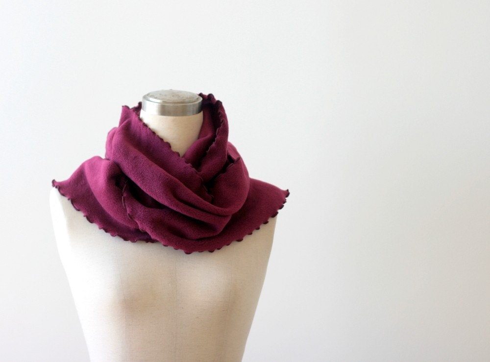 Fleece Ruffle Scarf in Plum. Neck Warmer With Ruffles. Outerwear for ...