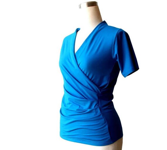 SALE 3XL Wrap Top Azure Blue Wrap Top Plus Size Wrap Top - Etsy