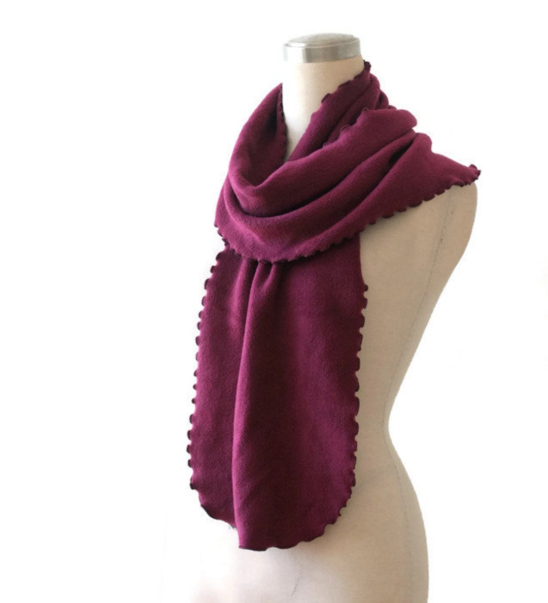 Fleece Ruffle Scarf in Plum. Neck Warmer With Ruffles. Outerwear for ...