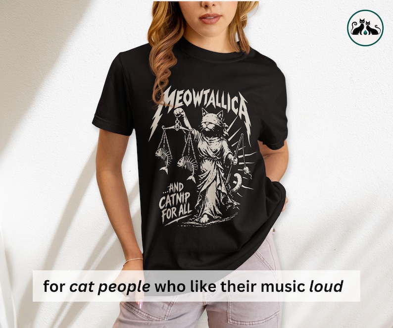 Meowtallica Cat Shirt Funny Metal Cat Tee Vintage Band Parody Cat Lover ...
